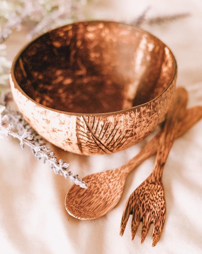 Coconut Bowls + Cutlery Set | Biodegradable Kitchenware | ZellJoy